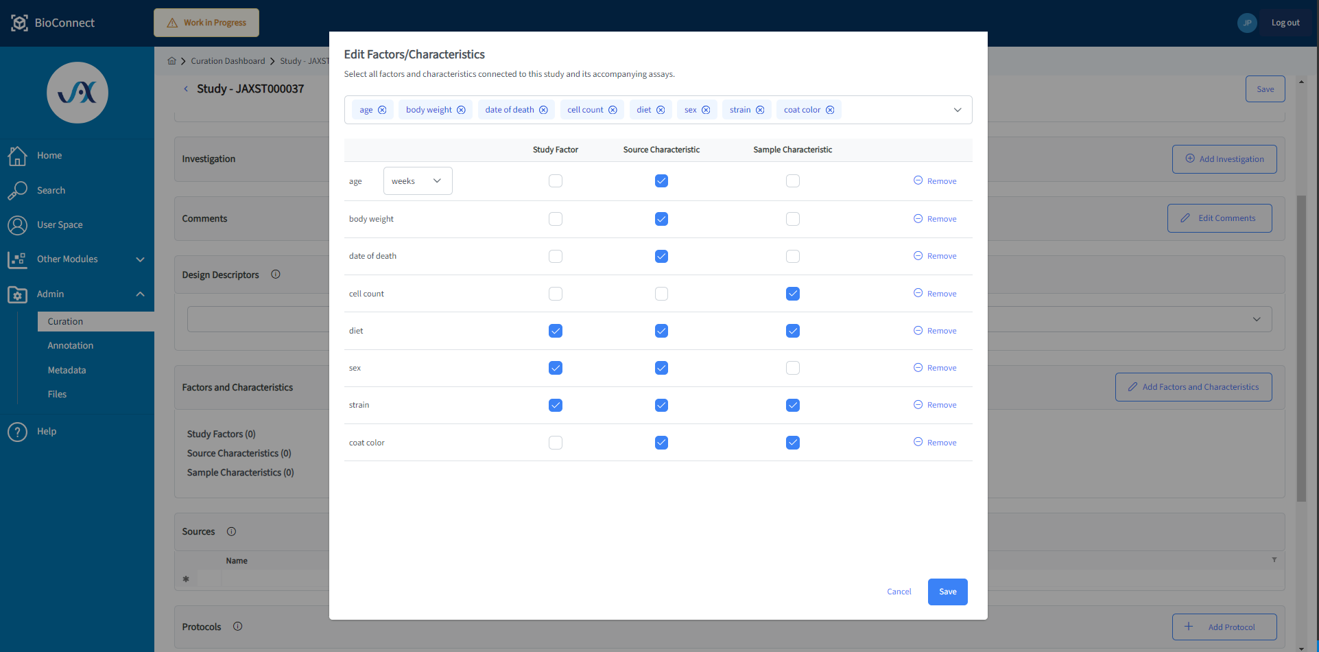 Study Curation - BioConnect User Guide